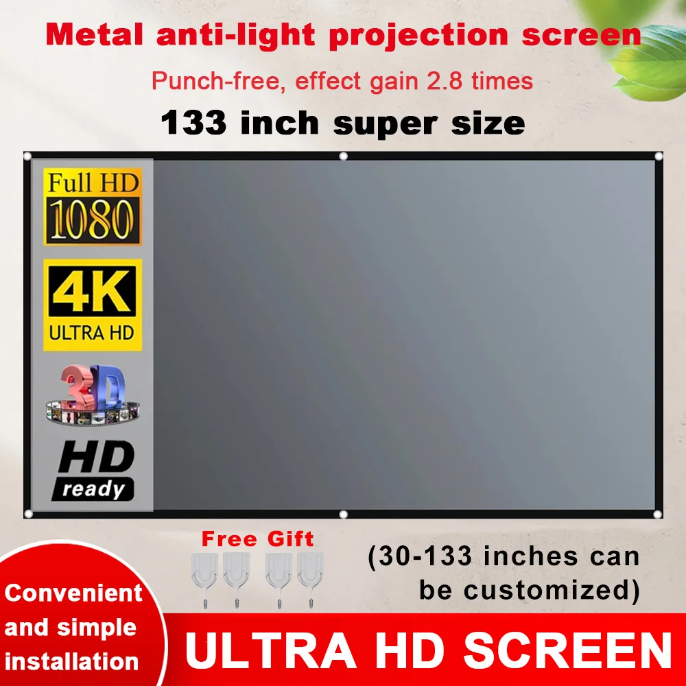 ZHNUWIE-Projector-Screen-16-9-Metal-Anti-Light-Curtain-Reflective ...