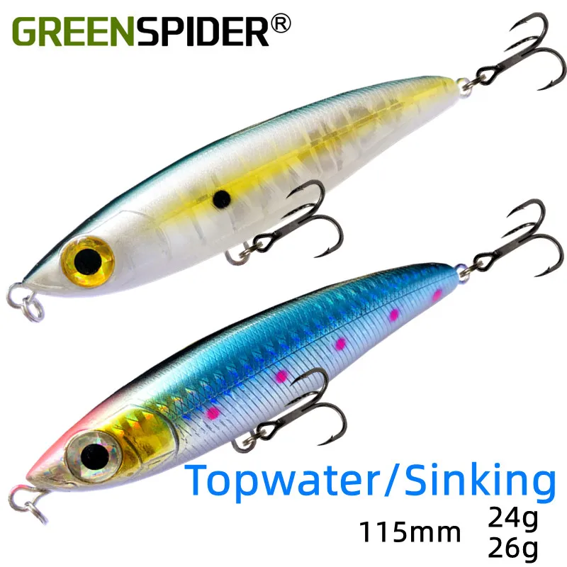 New-Topwater-Sinking-Popper-Pencil-115MM-Surface-Walker-Fishing-Lure ...