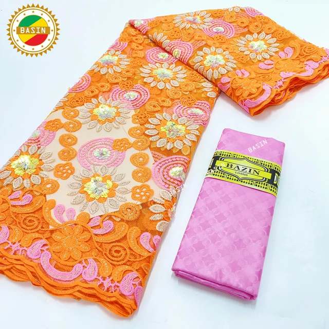 Latest Sequined Net Tulle Lace With Embroidered Royal Blue Shinny Basin ...