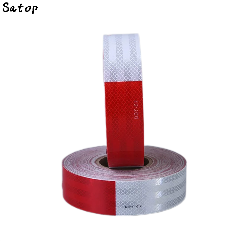 2-DOT-White-Red-Prismatic-Self-Adhesive-Reflective-Sticker-Warning ...