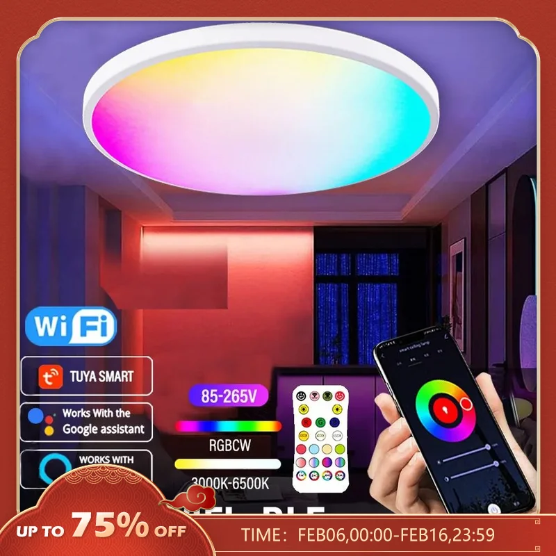 Smart-WIFI-LED-Luz-De-Teto-Redonda-RGBCW-Tuya-APP-Regul-vel-Compat-vel ...