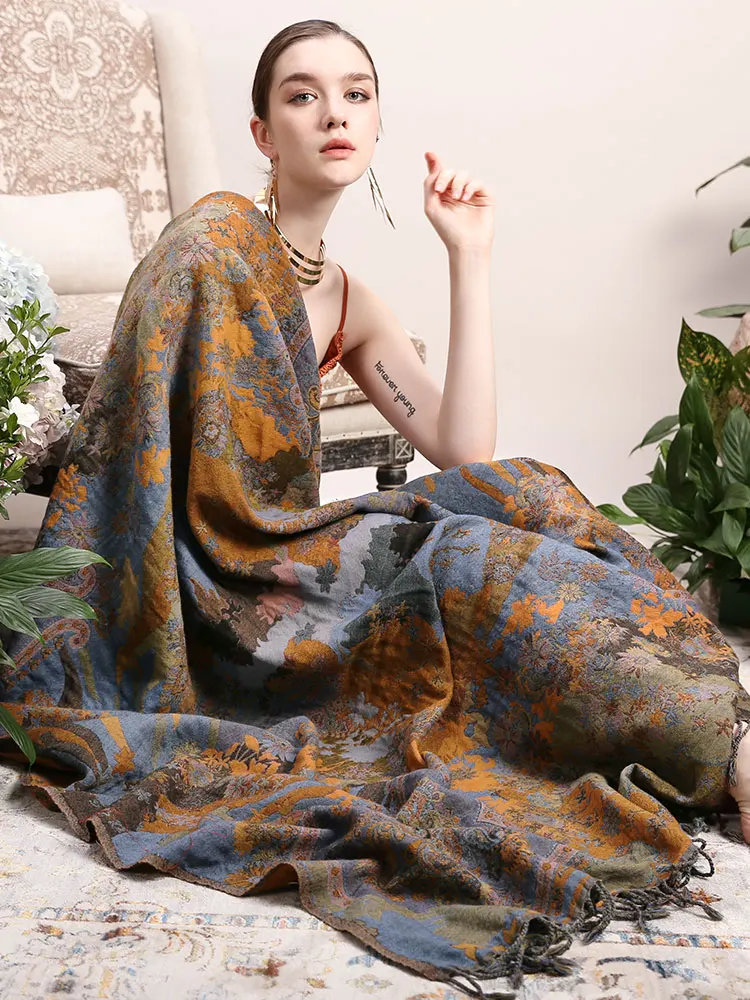 Bufanda-de-lana-aut-ntica-para-mujer-chal-cuadrado-grueso-de-doble-cara ...