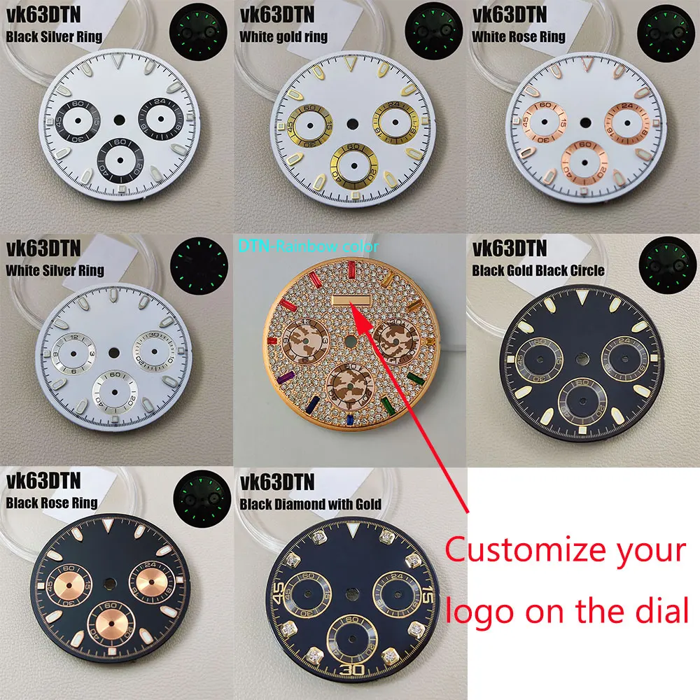 VK63 dial panda dial luminous dial suitable for 39mm case quartz watch ...