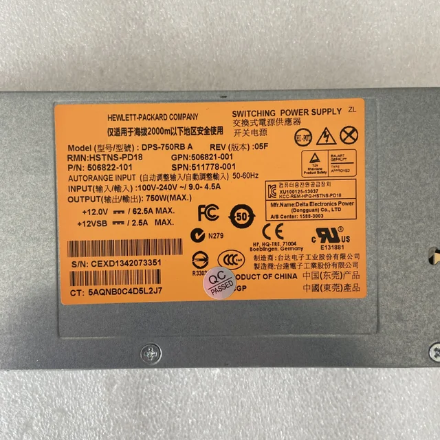 Original PSU For HP DL380G6 G7 750W Power Supply HSTNS-PL18 DPS-750RB A ...