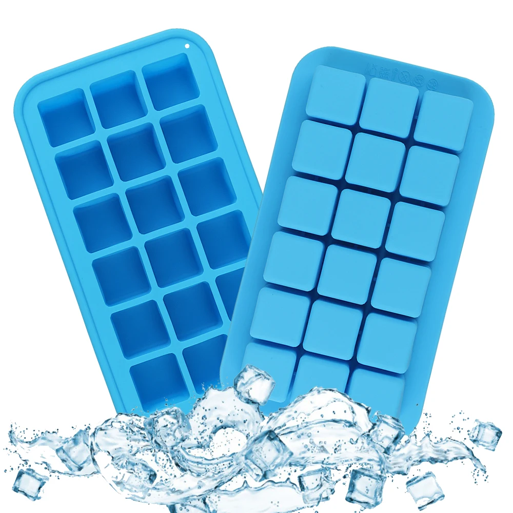 18-Grid-Silicone-Ice-Cube-Mold-Square-Ice-Cube-Trays-Reusable-Non-toxic ...