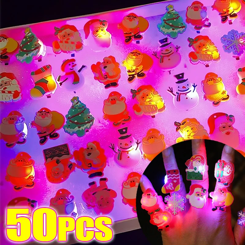 New-Christmas-Halloween-Glowing-Rings-LED-Flashing-Rings-Lights-Santa ...