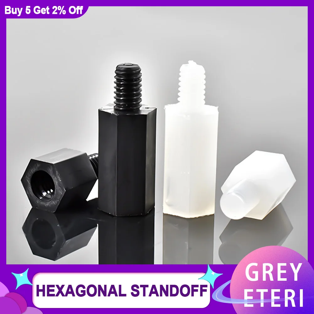 30-300pcs-White-Black-Nylon-Hex-Standon-Hexagon-Spacer-Screw-Plastic ...