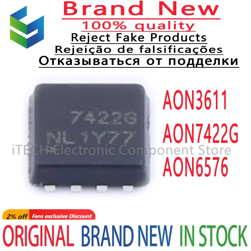 5Pcs-100-New-AON6576-6576-AON7422G-7422G-AON3611-3611-DFN-8-DFN8-MOS ...