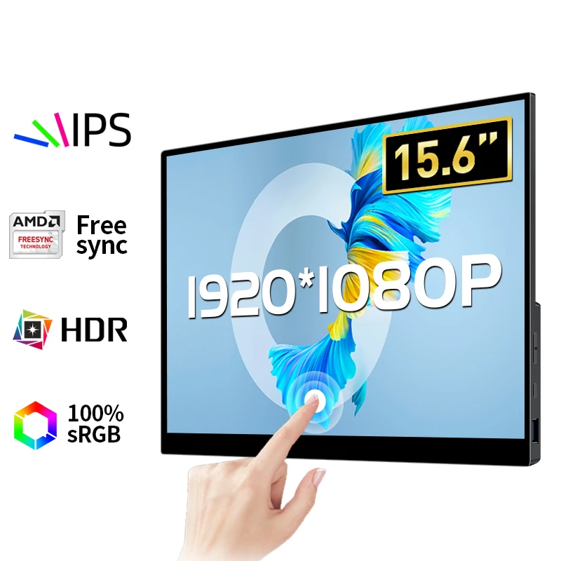 15.6 inch 1080p FHD Portable Monitor Touch Screen Dual Speakers HDR IPS ...