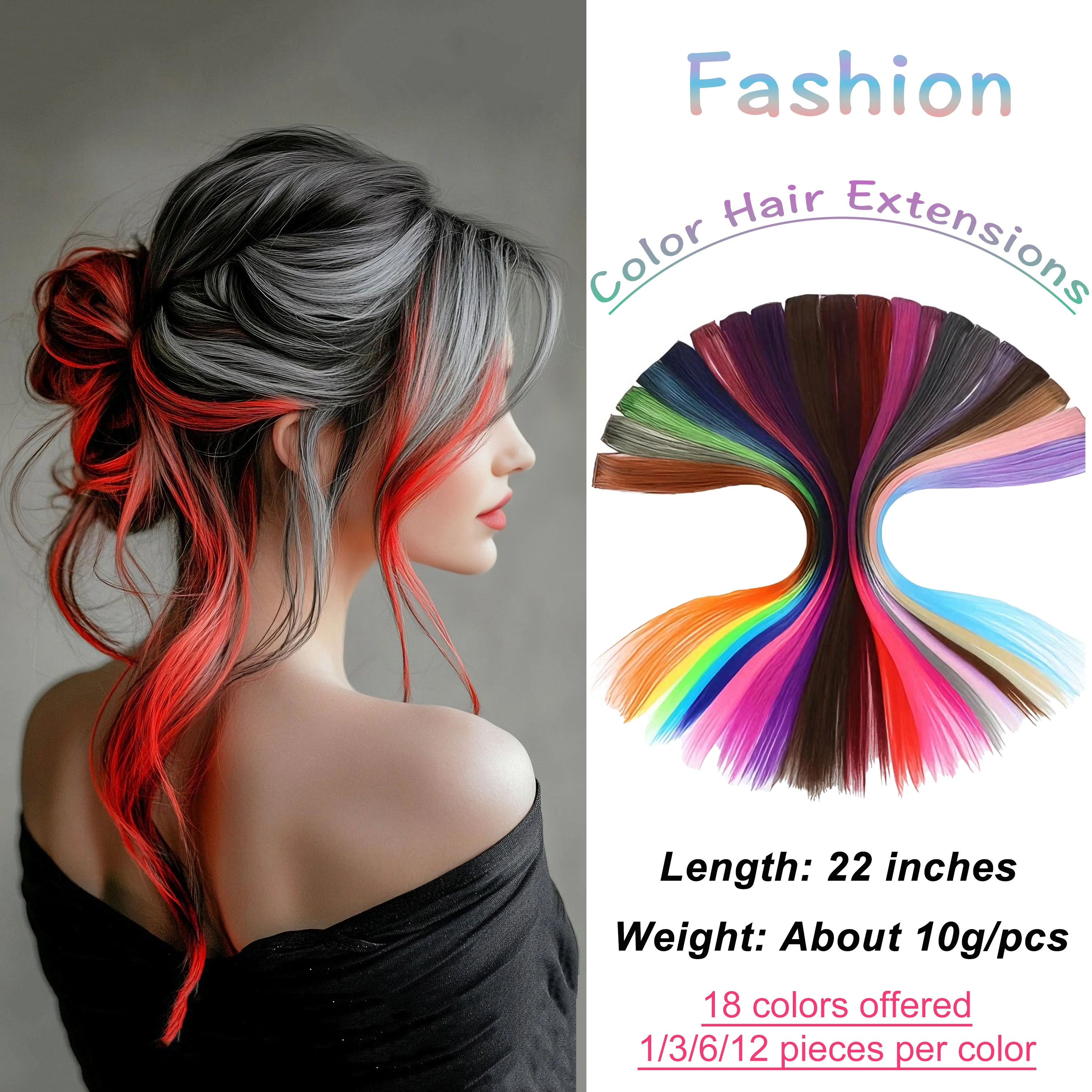 Wigundle Colorful Clip in Hair Extensions Glueless Wig Easy to Wear for ...