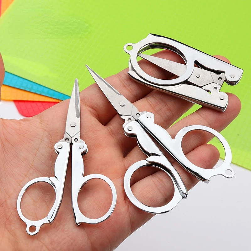 Folding Scissors Pocket Travel Small Crafts Sharp Blade Emergency Mini ...