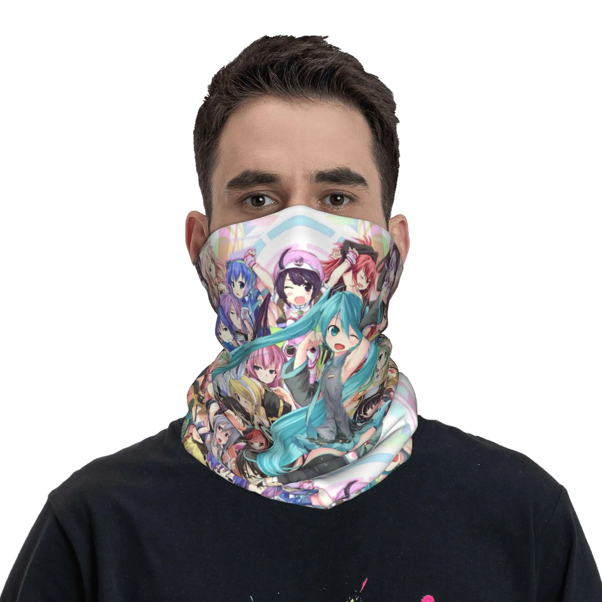 Anime Hatsune Miku Bandana Neck Gaiter UV Protection Face Scarf Cover ...
