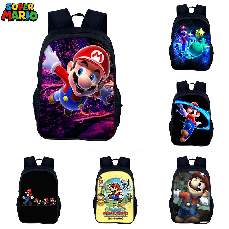 Super Mario Bros Cartoon Backpacks Students Pattern Yoshi Luigi Mario ...