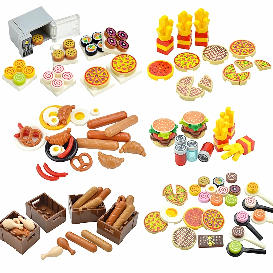 City-Mini-Food-Toys-Building-Blocks-Hamburger-Fries-Bread-Pizza-Cake ...