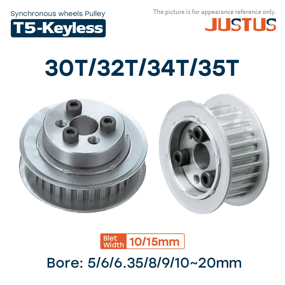 Trapezoidal-Tooth-30T-32T-34T-35-Teeth-T5-Timing-Pulley-Keyless-Bushing ...