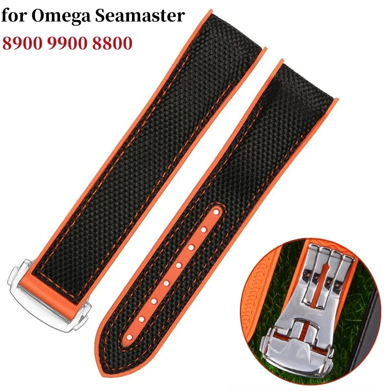 20mm 22mm Rubber Silicone Watch Band Nylon Watchband for Omega Strap ...