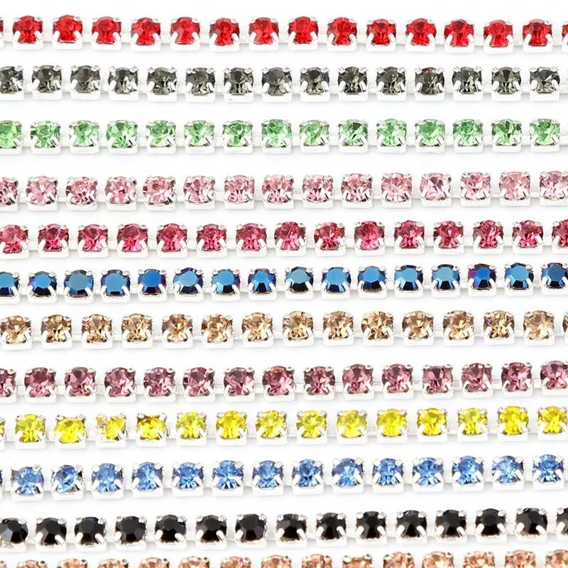 TopStone 10yards/lot Colorful Silver Base Dense Claw Crystal Glass Cup ...