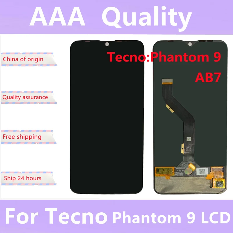 Tecno Phantom 9 AB7 LCD 용 기존 AMOLED 소재 LCD 화면 및 디지타이저 전체 어셈블리 ...