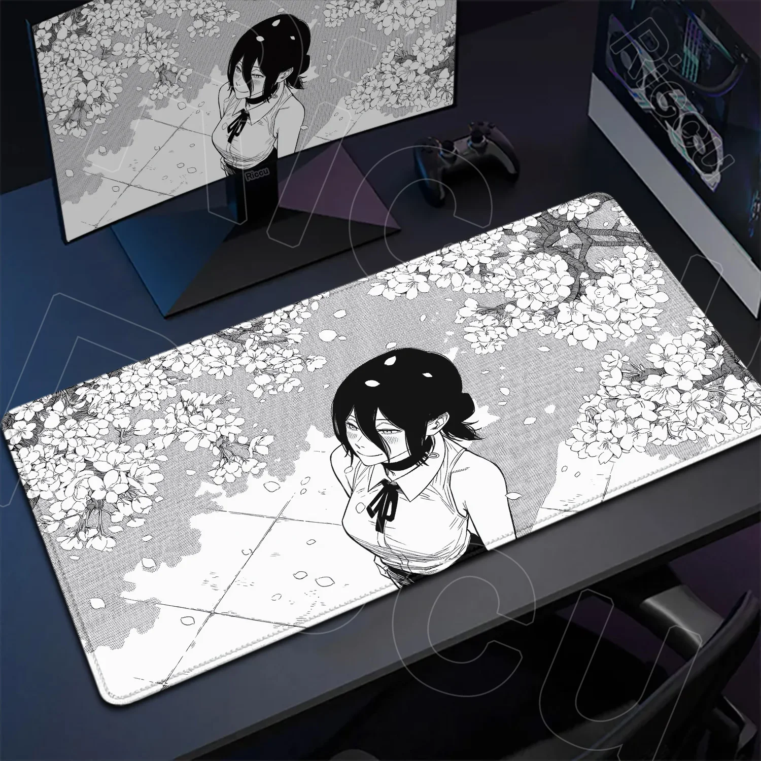 Large Writing Non-slip Office Student Gamer Mat Cute Reze And Flower ...
