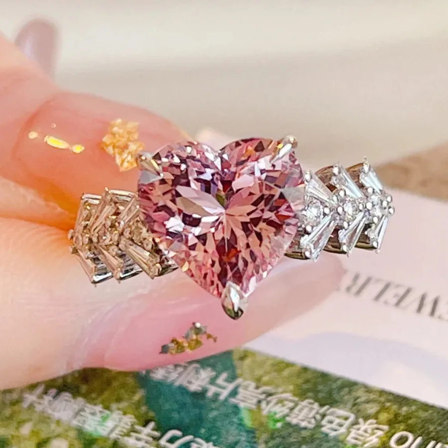 Romatic-Pink-Lab-Diamond-Love-Heat-Ring-S925-Color-Luxury-Charms ...