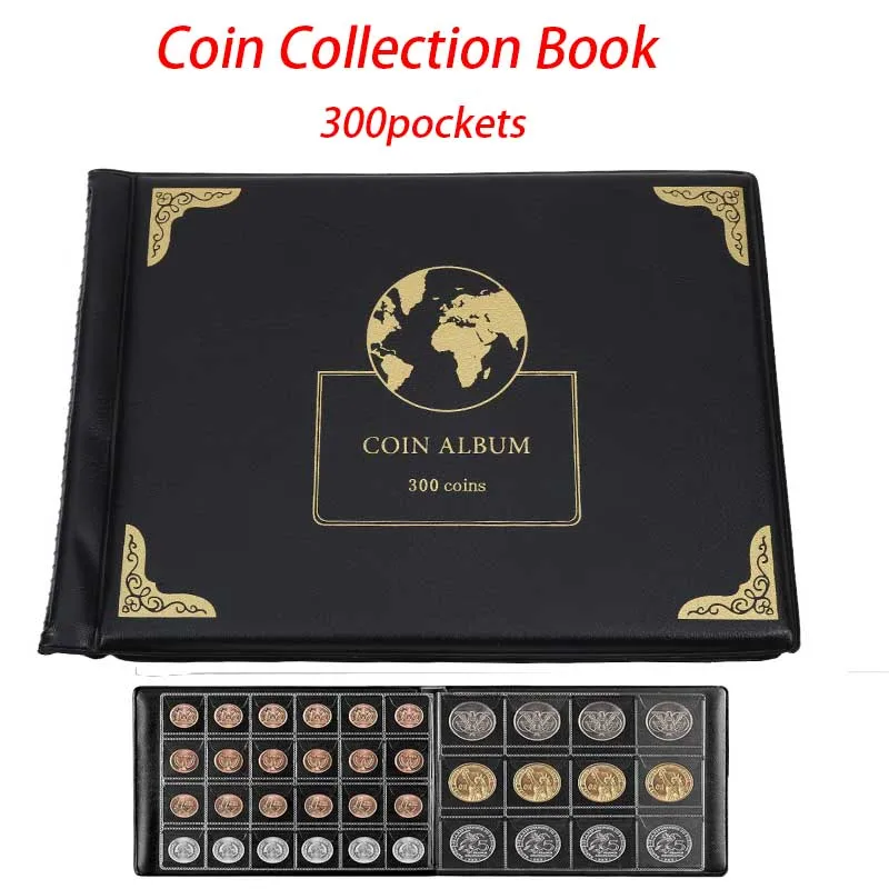 1PCS 300 Pockets Coin Collection Holder PVC Penny Album Gifts Coin ...