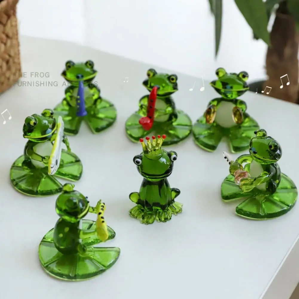 Frogs Sculpture Stable Base Realistic Glass Musical Instrument Playing ...