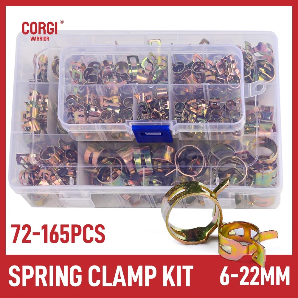 Spring-Band-Hose-Clamp-Kit-72-165-Pcs-6-22mm-Tube-Water-Pipe-Fuel-Line ...