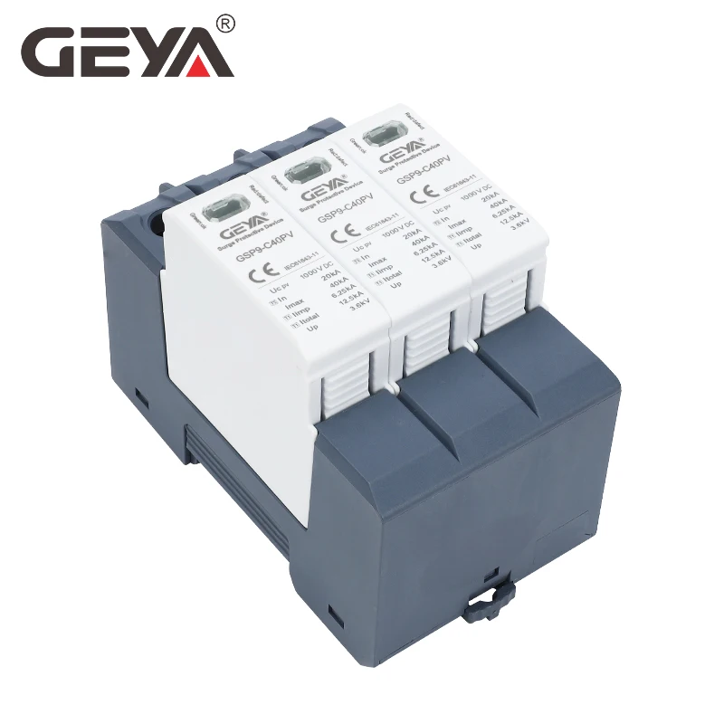 Geya Gsp9 Dc Surge Protector Pv Spd 600V 1000V 1500V 20Ka 40Ka 2P 3P Védőeszköz Villámvédelem ...