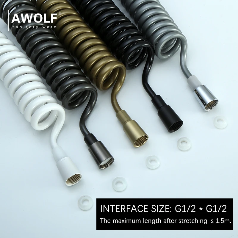 Awolf Silver Grey Telephone Line Shower Hose 1/2 Interface White ...
