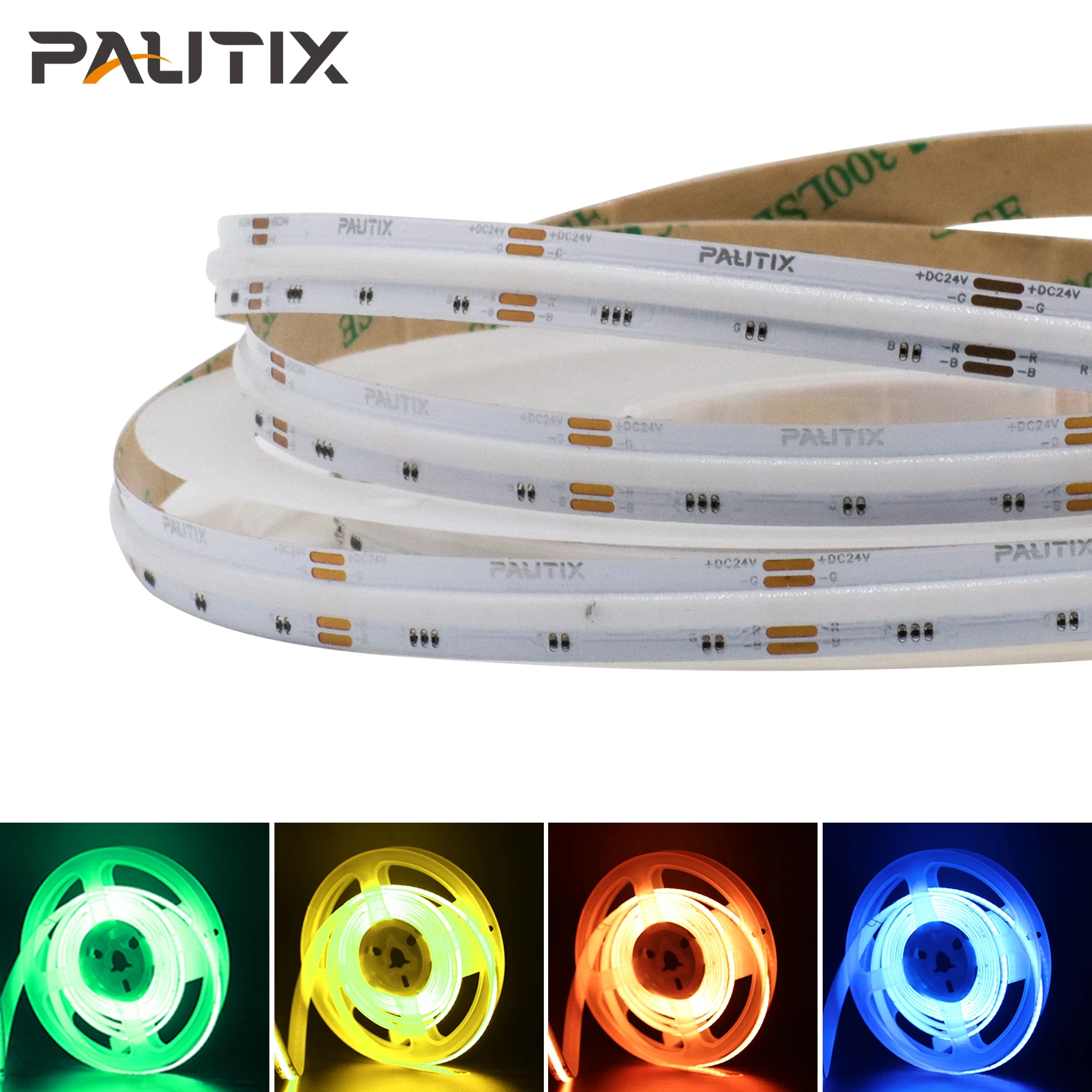 PAUTIX DC 12V/24V COB RGB LED Strip Light 840LEDs High Density RA90 ...