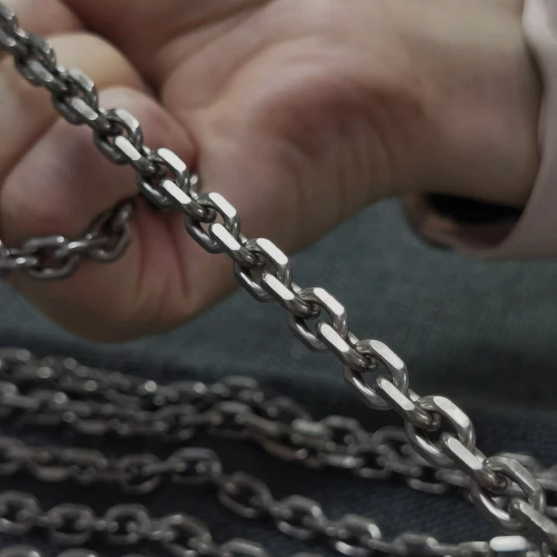 New-Pure-Titanium-Batch-Angle-Chain-Necklace-7mm-Wide-Lightweight-Anti ...