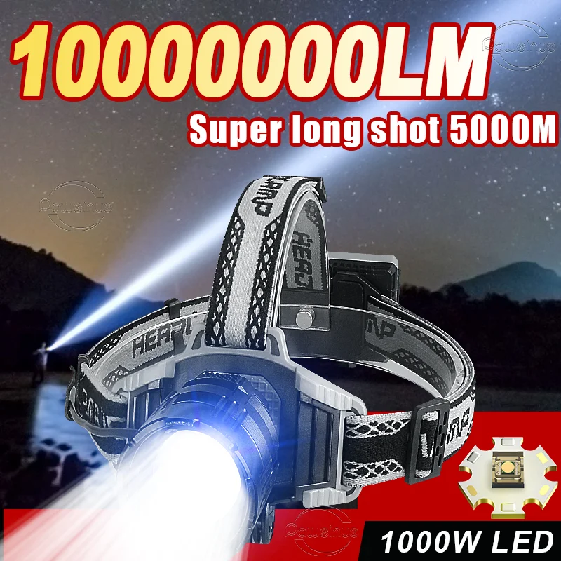 10000000LM Most Powerful Headlights 1000W LED Headlight 5000M Super ...