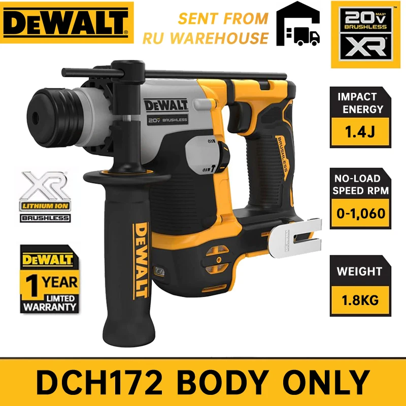 DEWALT DCH172 로터리 해머 키트 20V MAX 5/8 "브러시리스 모터 SDS PLUS 무선 전동 공구 Dewalt ...