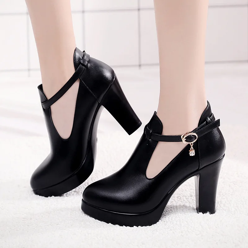 Platform High Heels Shoes Women | Women's Leather Platform Shoe ...