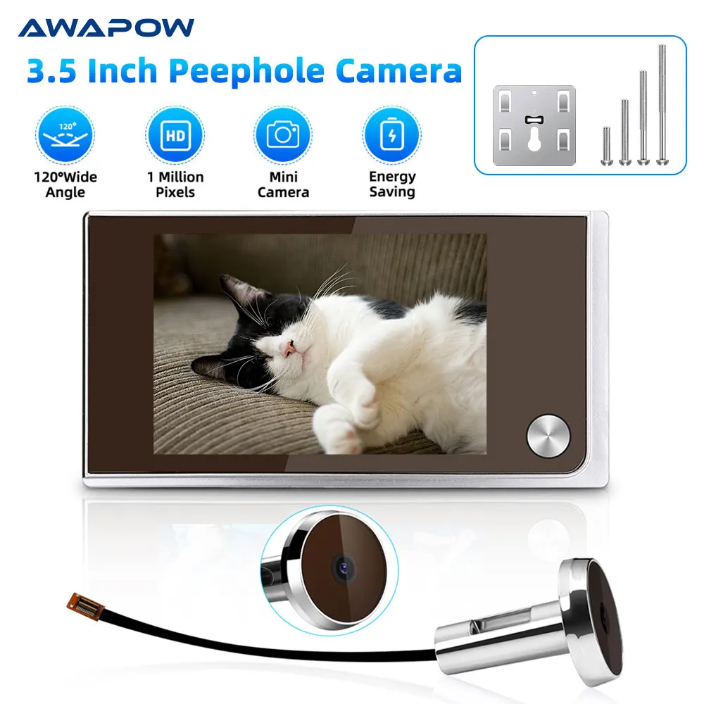 Awapow-3-5-inch-Camera-Peephole-Doorbell-120-Door-viewer-Wireless ...