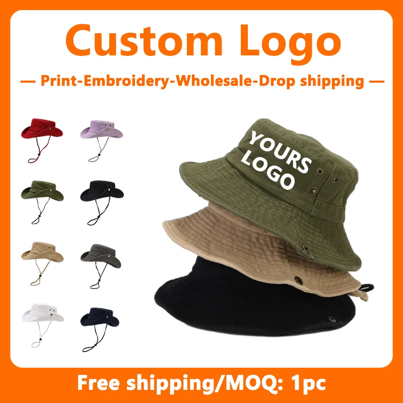 Custom Embroidery Cowboy Patchwork for Men and Women Bucket Hats ...