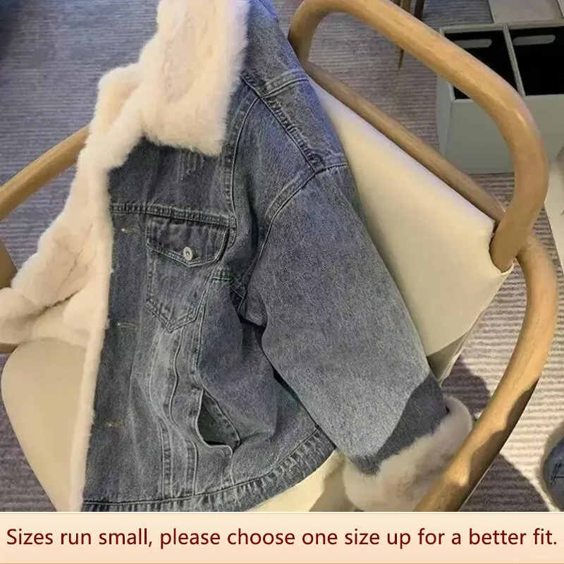 Vintage-Lamb-Wool-Denim-Jacket-Women-s-Autumn-winter-Loose-fit-Fleece ...