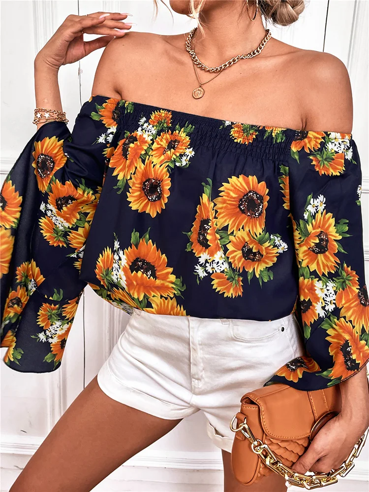Shoulder Floral Print Boho | Shoulder Floral Shirt | Floral Shoulder ...