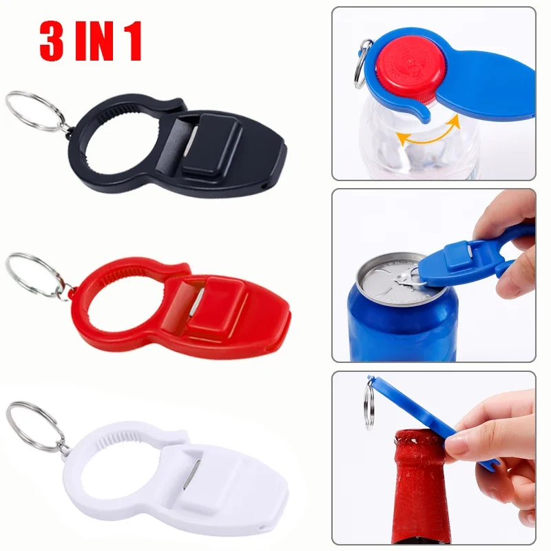 Multi-purpose Portable Bottle Opener Keychain Plastic 3 in 1 Wine ...