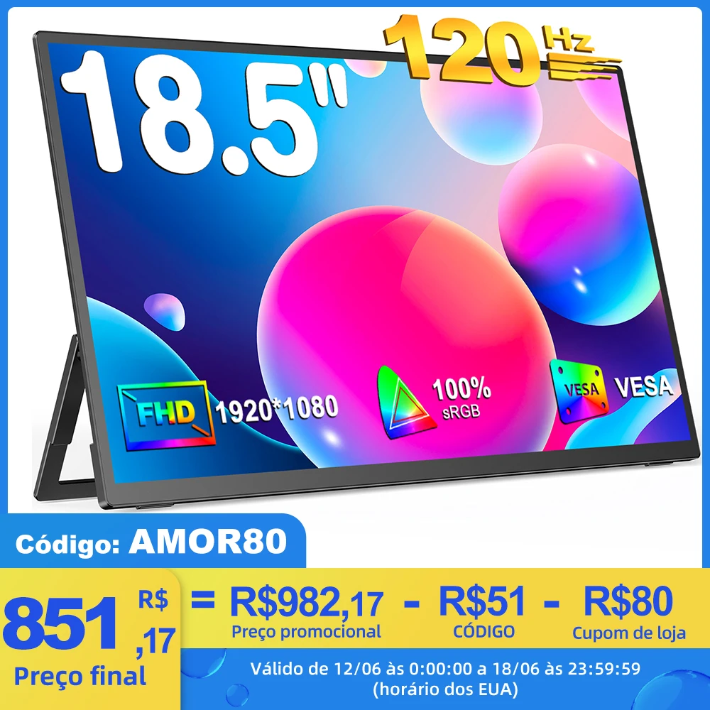 UPERFECT 18,5 polegadas IPS Monitor LCD com taxa de atualização de ...