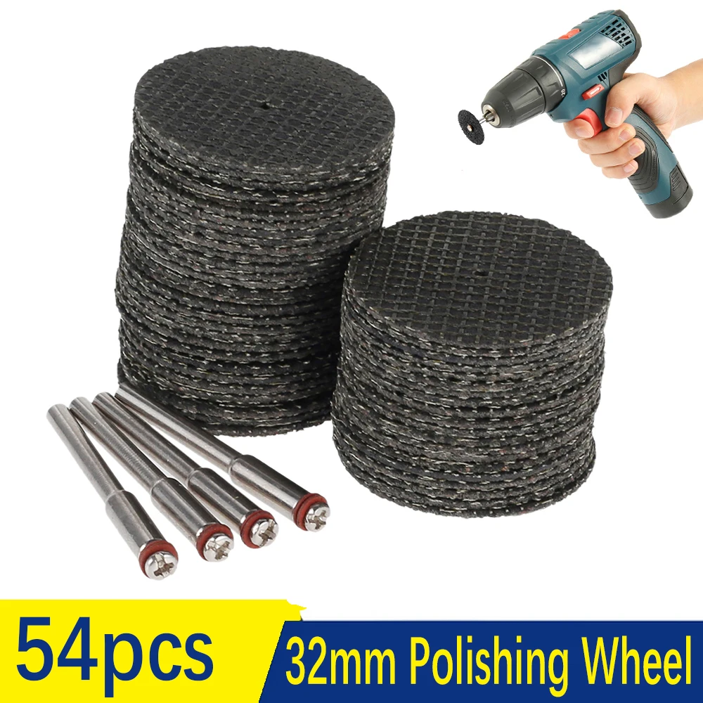 54pcs-Abrasive-Cutting-Disc-32mm-With-Mandrels-Grinding-Wheels-For ...