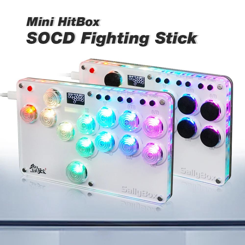 FightingBox Mini HitBox SOCD Fighting Stick Controller For PS4/PS3/PC/Switch WASD SallyBox Built ...