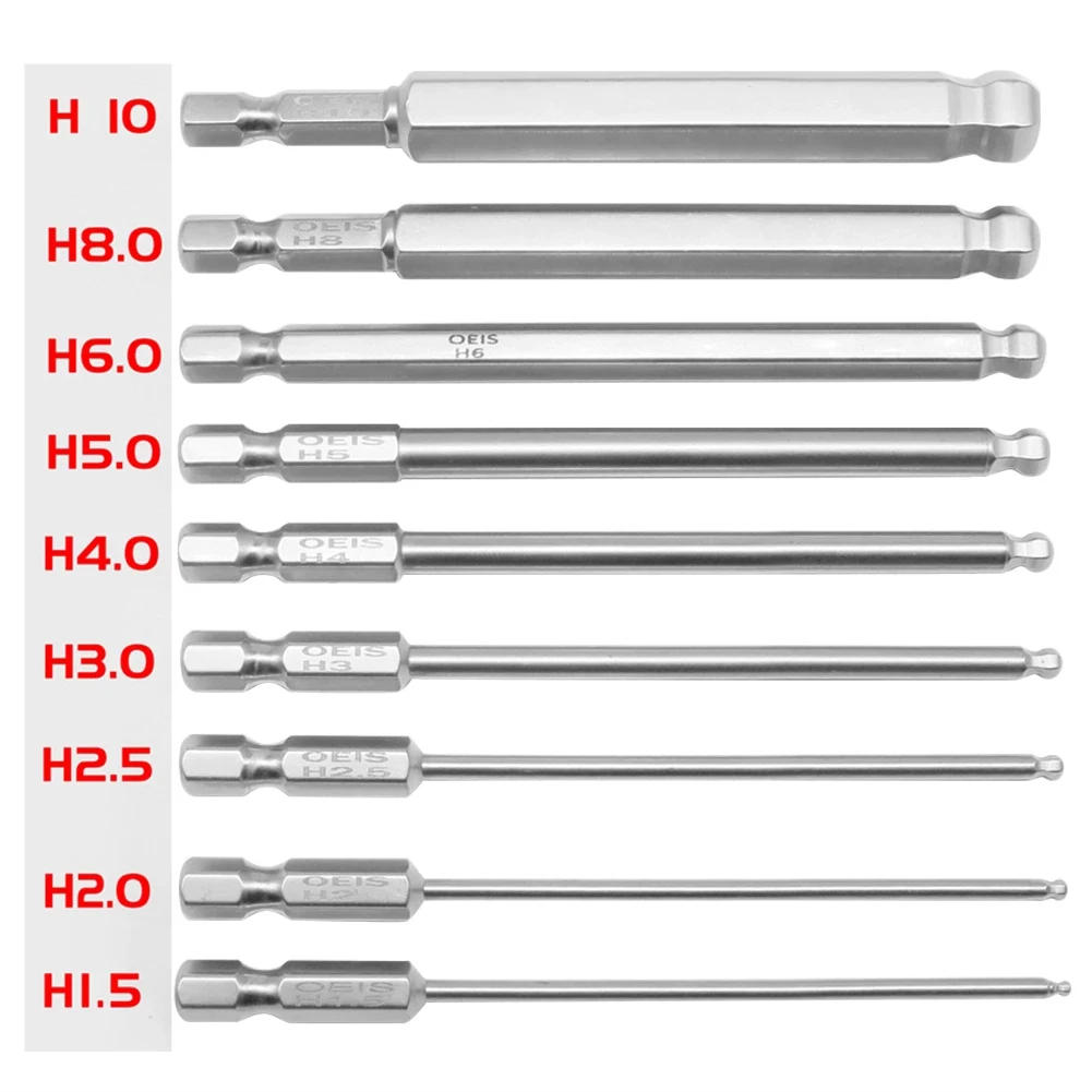 100mm-Ball-End-Hex-Screwdriver-Bits-Metric-Hex-Bit-Magnetic-Driver-Bit ...