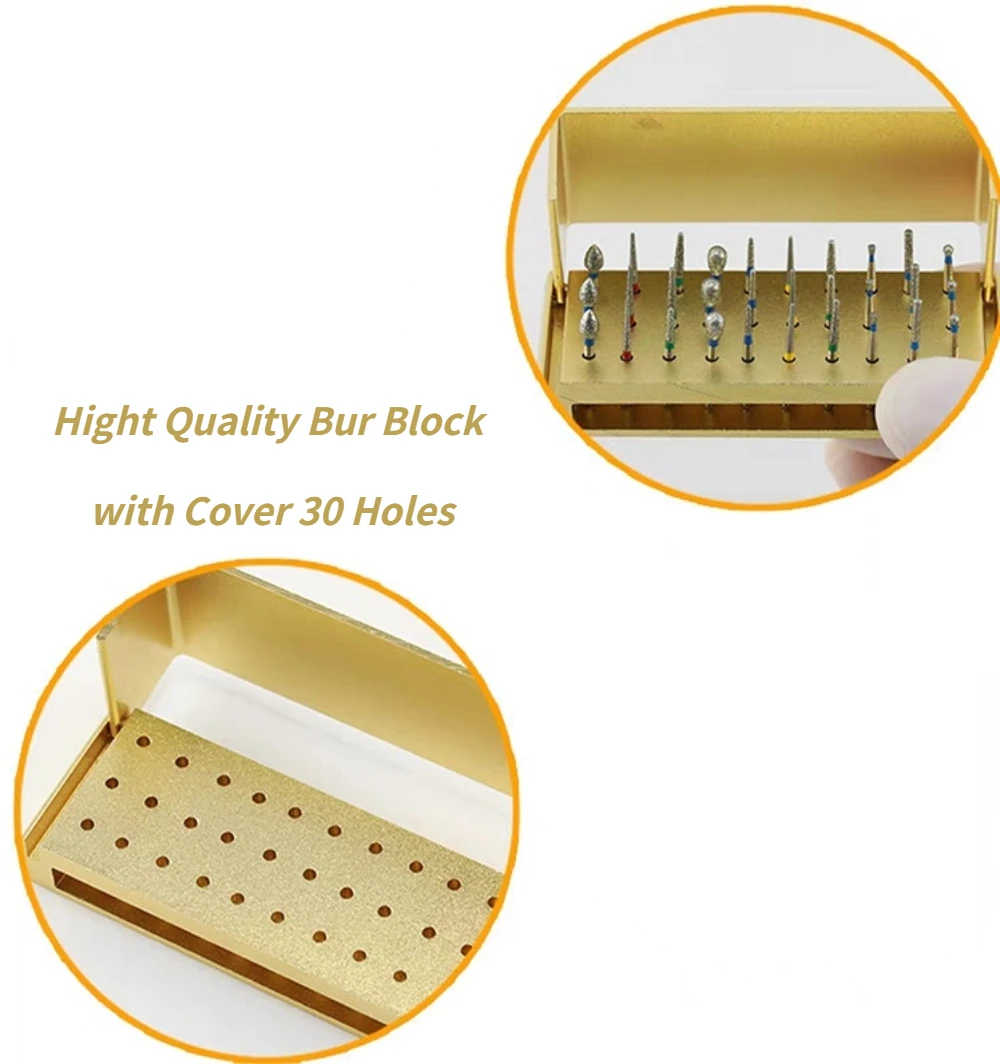 30 Holes Dental Bur Blocks Aluminium Autoclavable Dental Bur Holder ...
