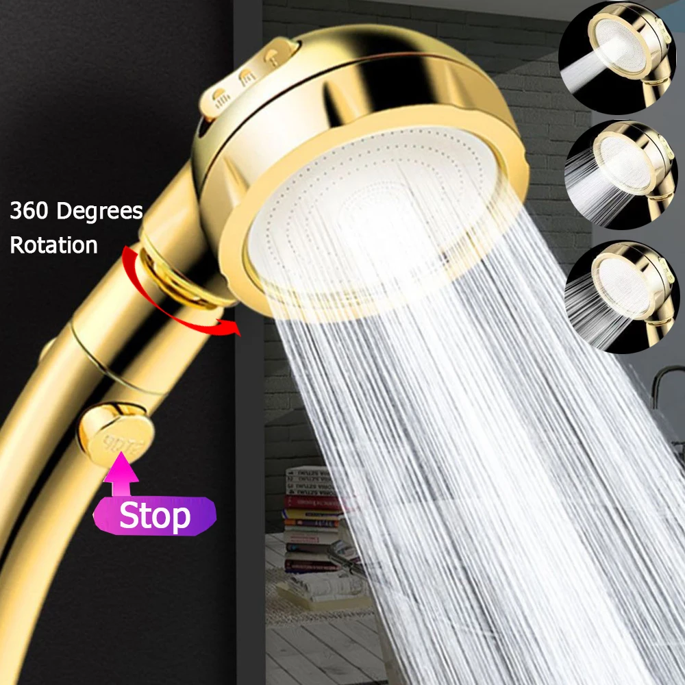 High-Pressure-Large-Flow-Shower-Head-Silver-3-Modes-Water-Saving-Spray ...