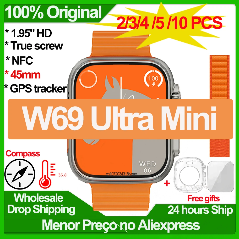 W69 Mini Ultra Smart Watch Men 45MM 1.95inch Bluetooth Call NFC Compass ... W69 Mini Ultra Smart Watch Men 45MM 1.95inch Bluetooth Call NFC Compass ...