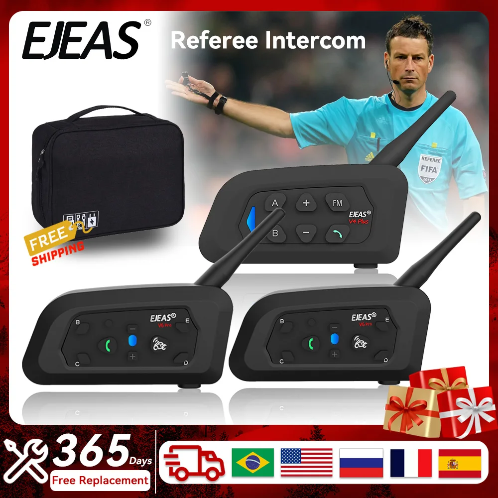 EJEAS-intercomunicador para árbitro de fútbol, auriculares V4C PLUS ...