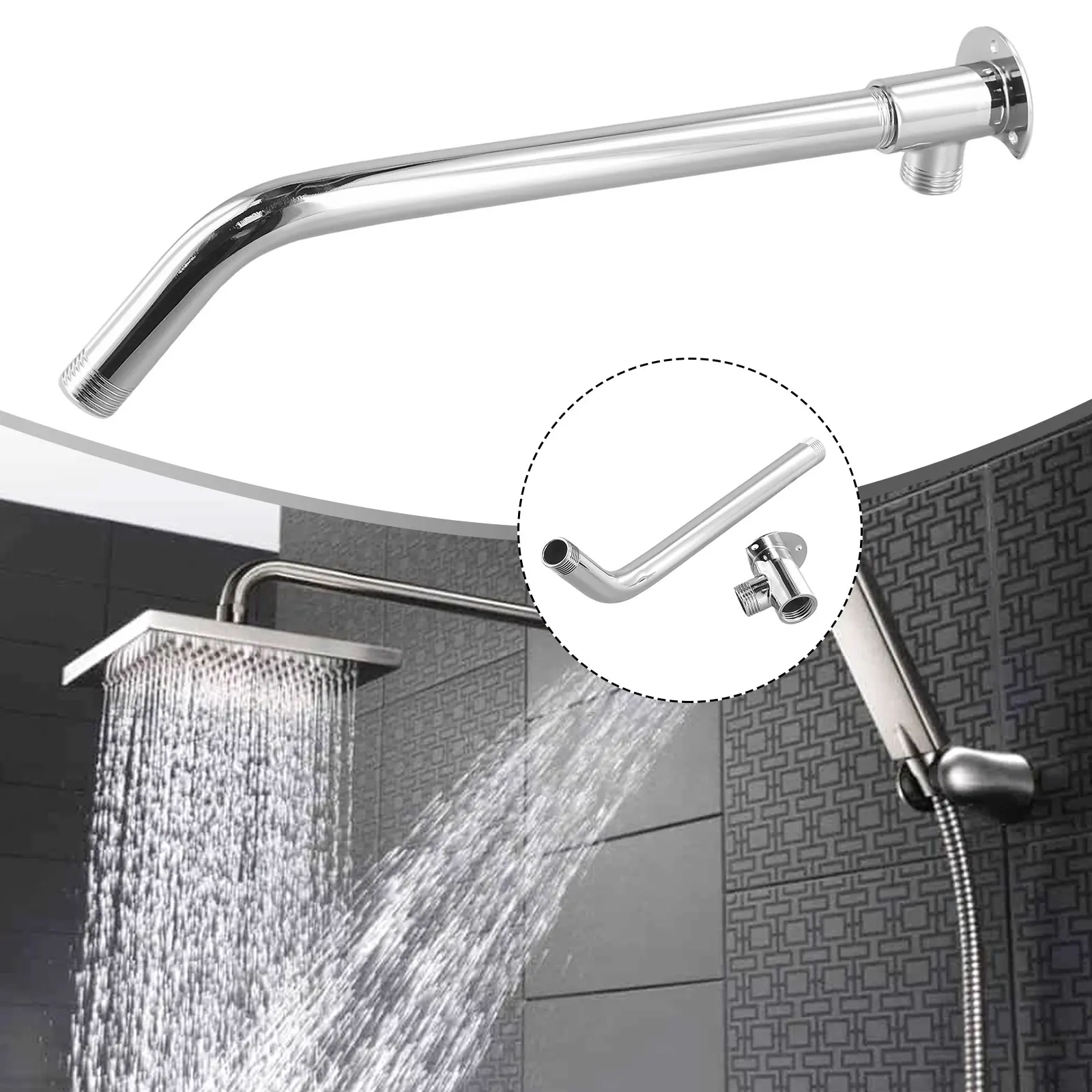 Stainless-Steel-Shower-Arm-Bottom-Hose-Wall-Mounted-Shower-Head ...