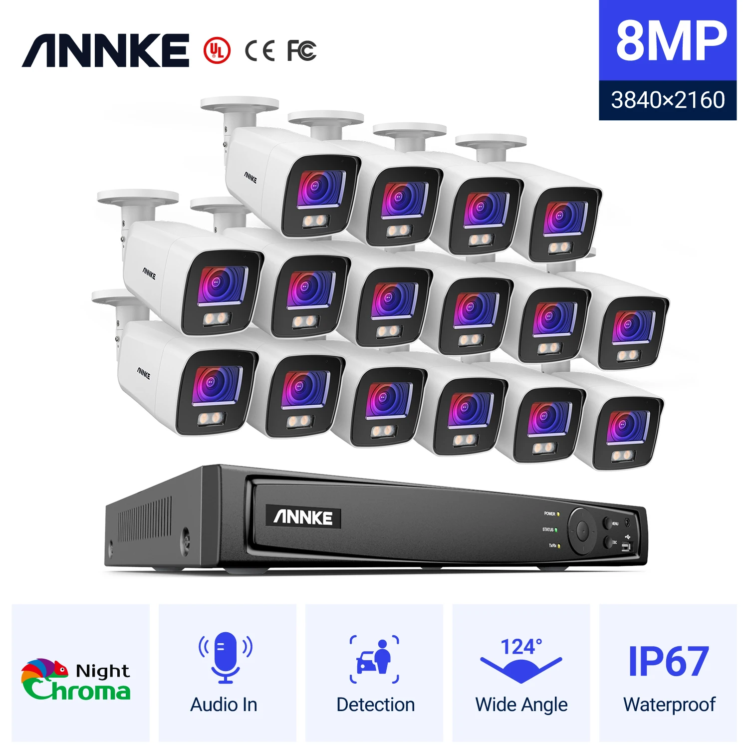 ANNKE-16CH-4K-IR-NetworkCamera-Colorful-Super-HD-PoE-CCTV-Video ...