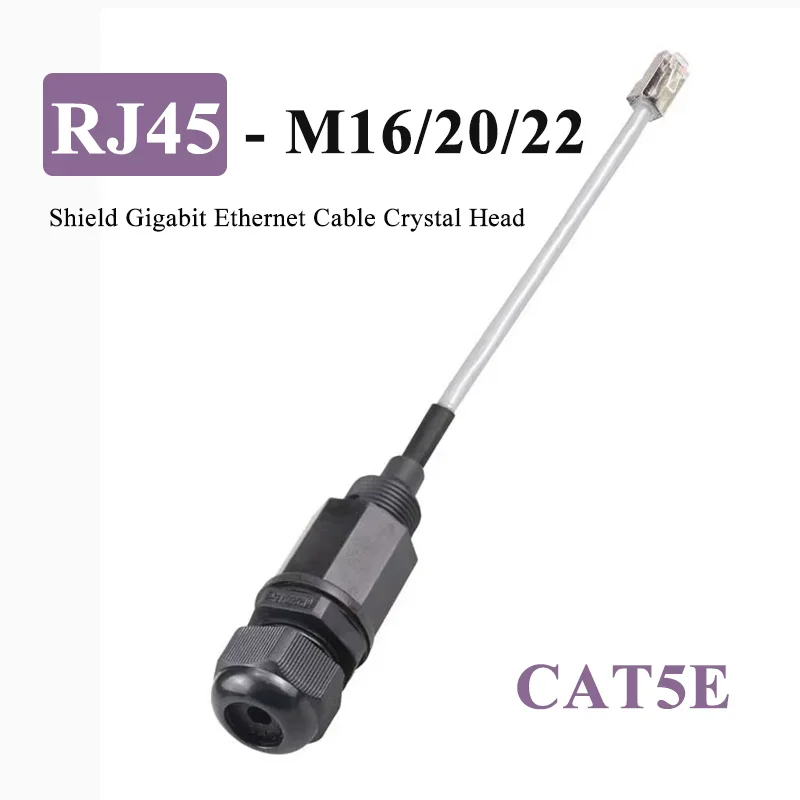 Cat5e RJ45 Network Connector M16 M20 M22 Plug w Shield Gigabit Ethernet ...